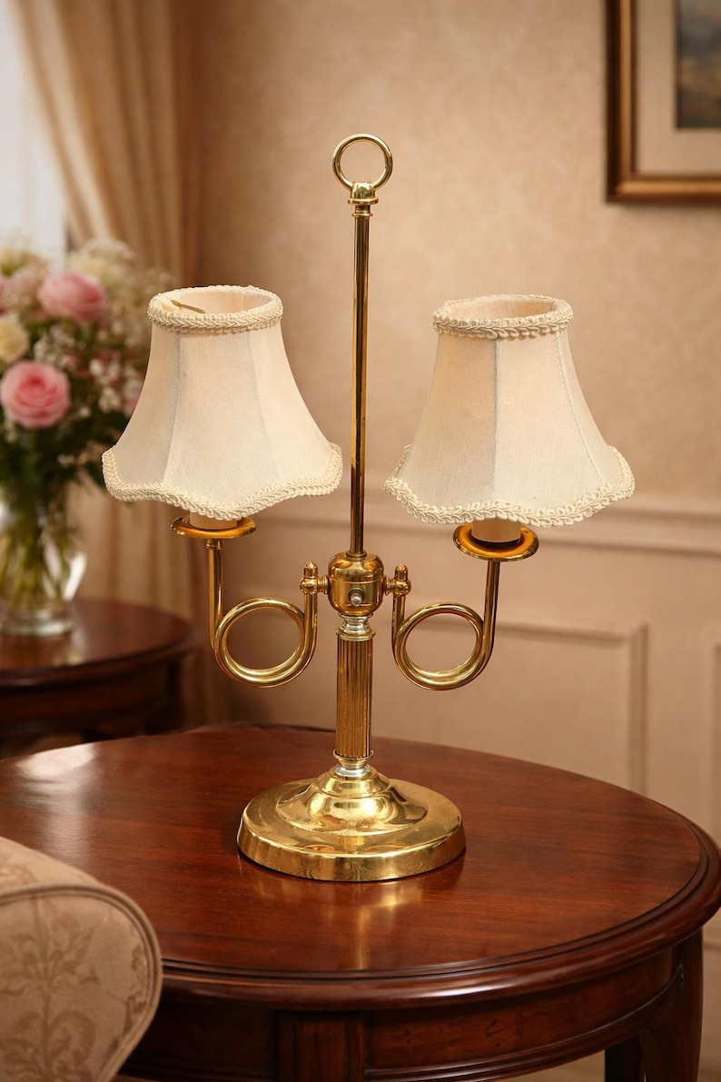 Vintage Brass Alsy Bouillotte Lamp: French Horn Style Candelabra ...