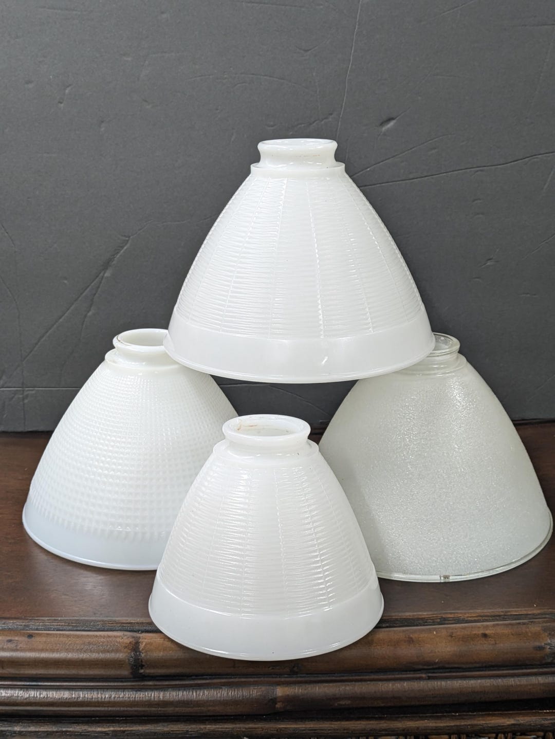 Vintage Diffuser Shade Milk Glass White Lamp Shade Waffle Choice Globe ...