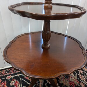 Mid Century Plant Stand Pie Crust Mahogany Table Three Tier Pedestal ...