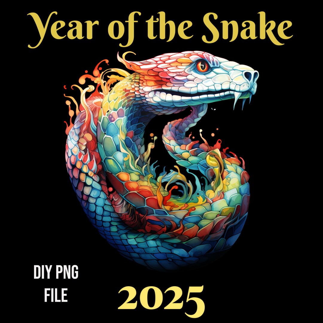 Happy New Year Snake Png DIY Digital Download for Transfers Sublimation ...