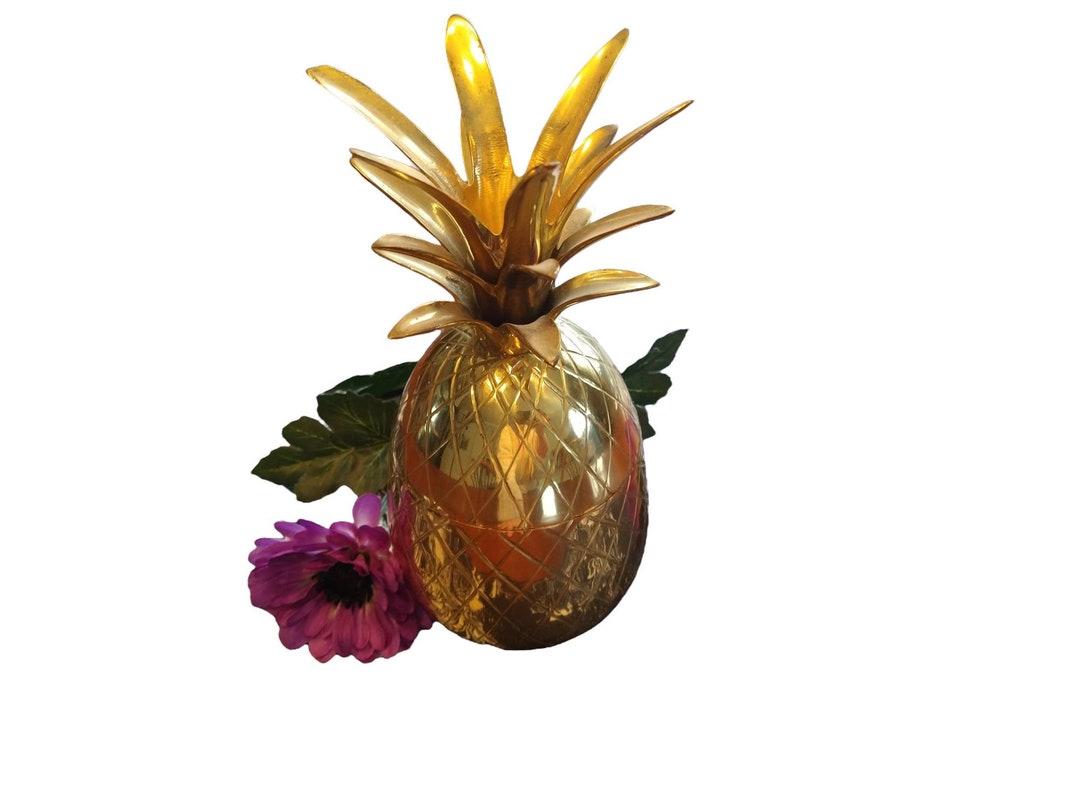 Vintage Brass Pineapple Candle Holder Trinket Box Holder Candleholder ...