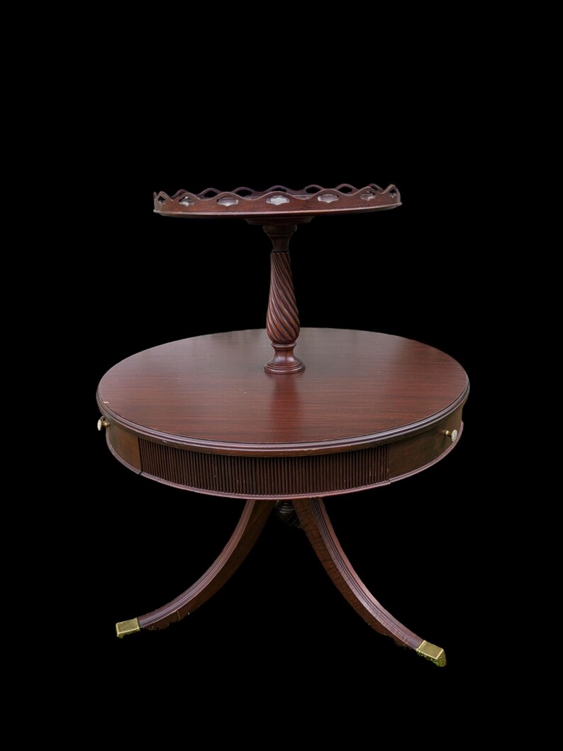 Vintage Mersman Table Two Tier Mid Century Pie Crust Mahogany Table ...