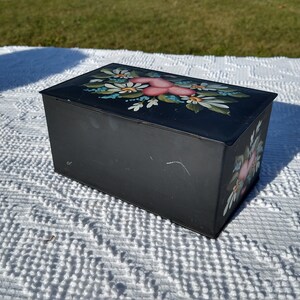 Vintage Tin Box Jewelry Keepsake Trinket Hand Painted Floral - Etsy