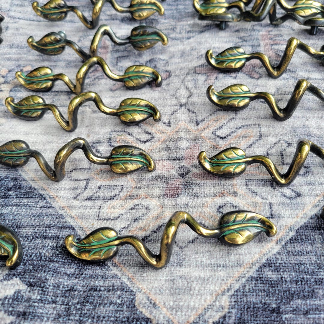 Brass Drawer Pulls Handles Leaf Cupboard Cabinet Handles Hardware ...