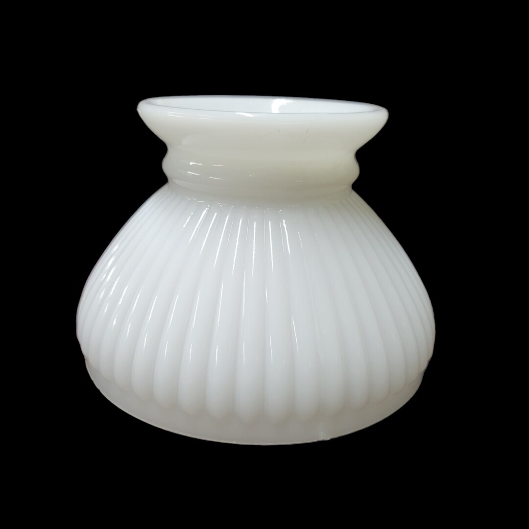 Vintage Lamp Shade White Glass Lamp Shade Globe 5 78 Fitter Oil Hurricane Gwtw Ruffled Edge