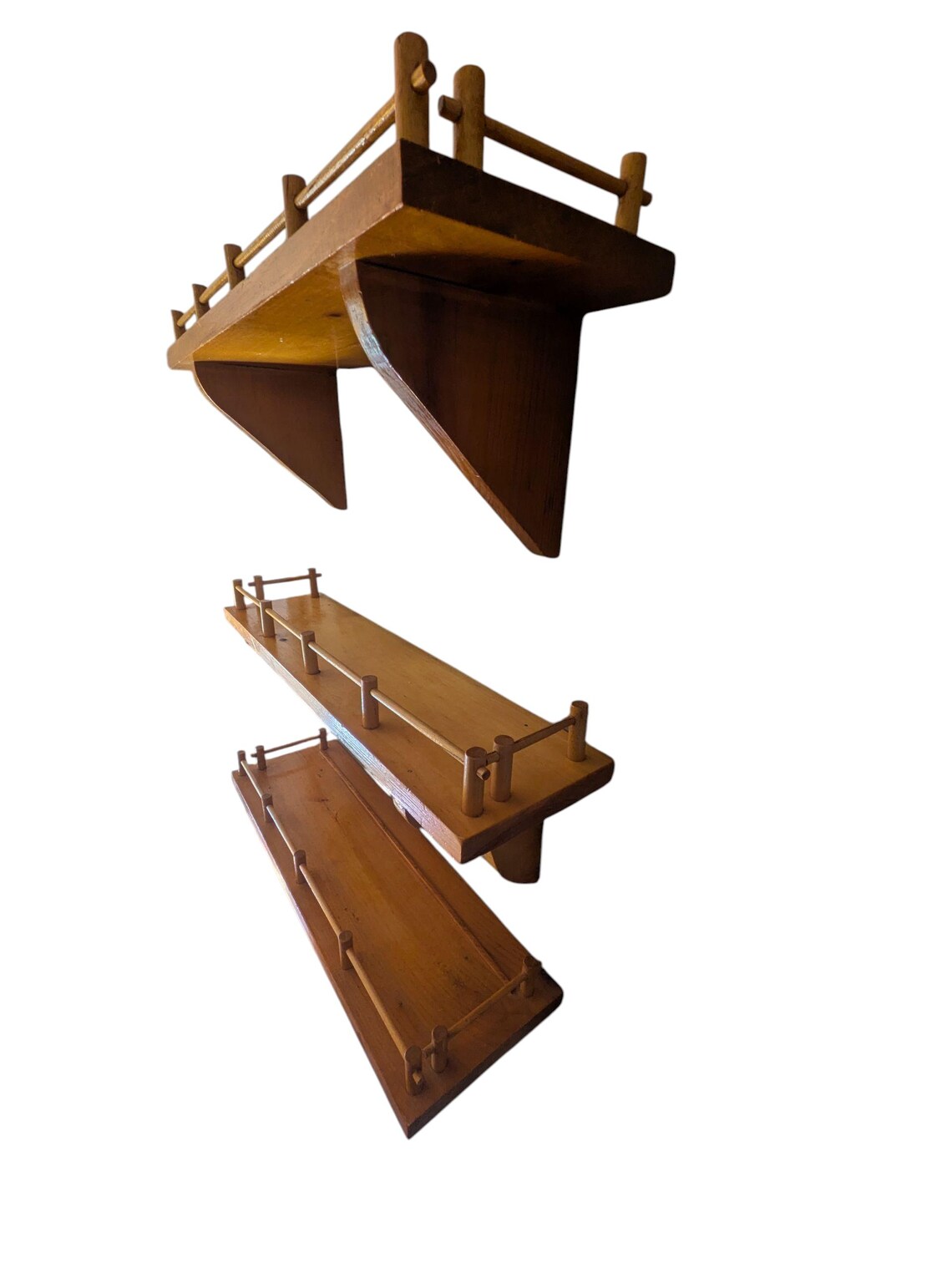 Vintage Wooden Spindle Rail Wall Shelf – Country Cottage Farmhouse ...