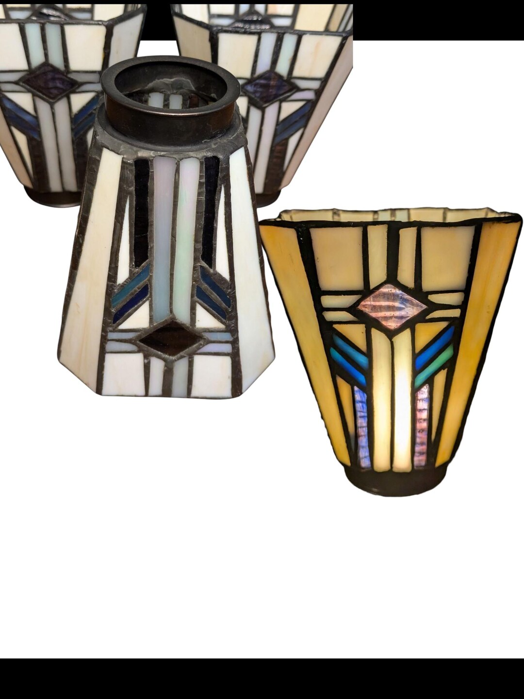 Slag Glass Lamp Shade Vintage Tiffany Style Stained Glass Sconce ...