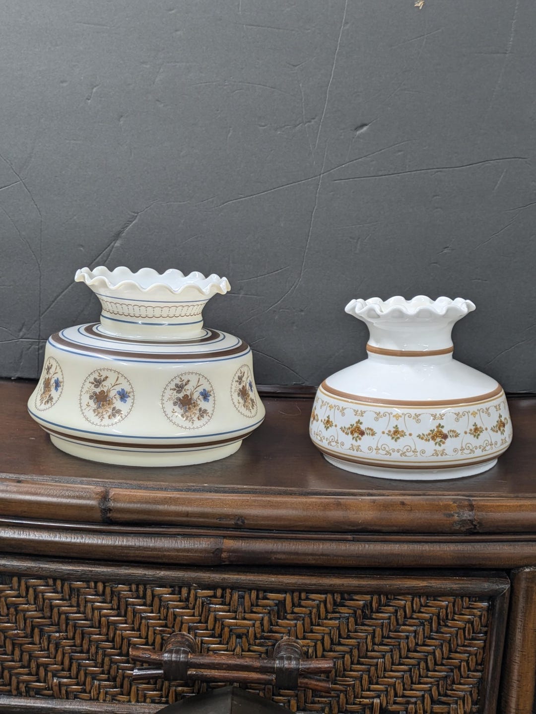 Vintage Hurricane Lamp Shade Quiozel Abigail Adams Milk Glass Globe ...