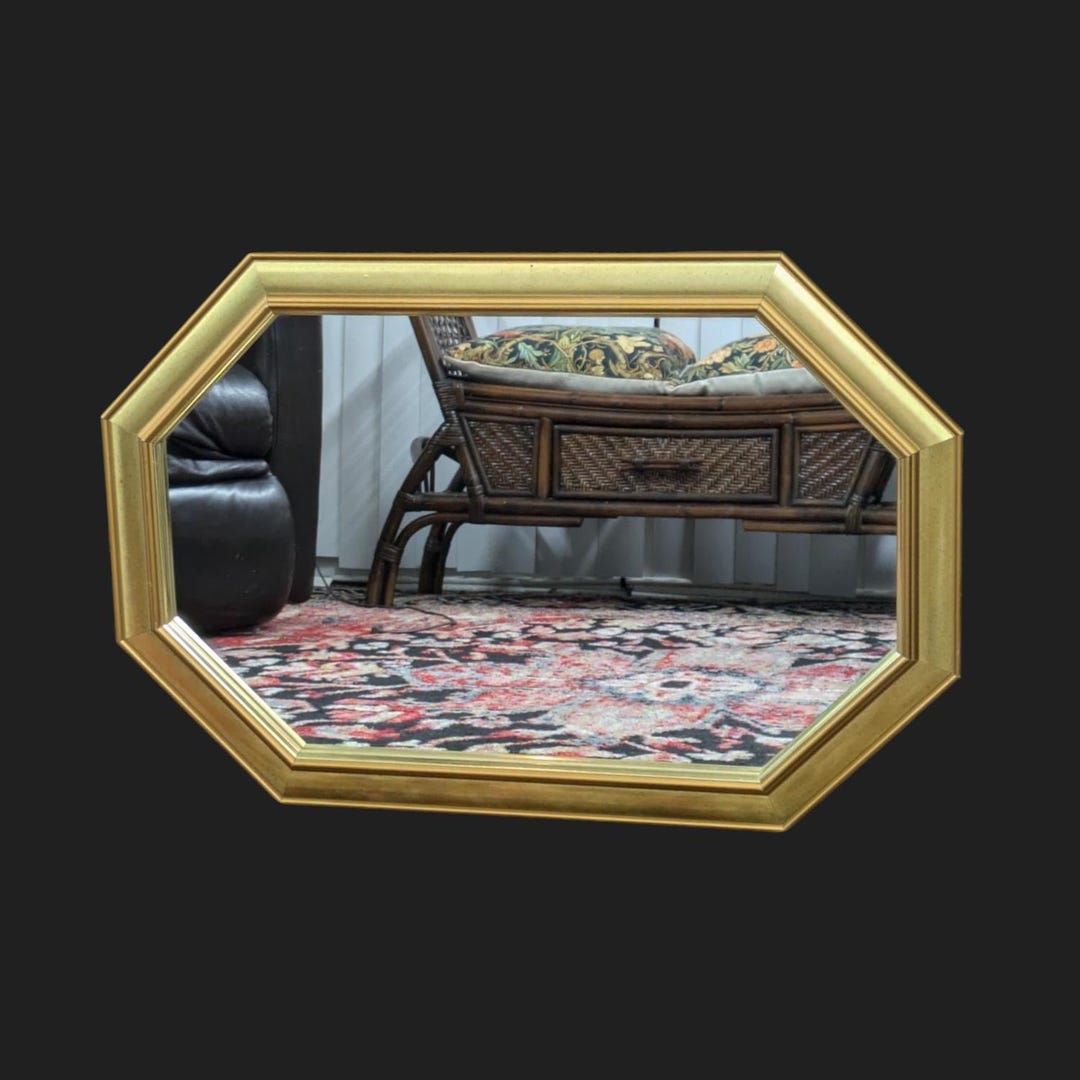 MCM Mirror Vintage Gold Speckled Octagon Mirror Hollywood Regency Mid ...