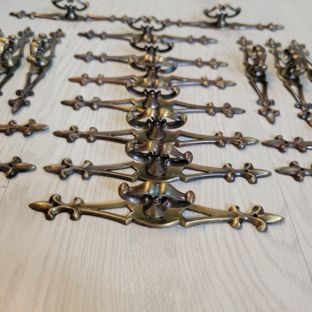 Brass Drawer Pull Antique 4" Center Cupboard Cabinet Handles Hardware ...