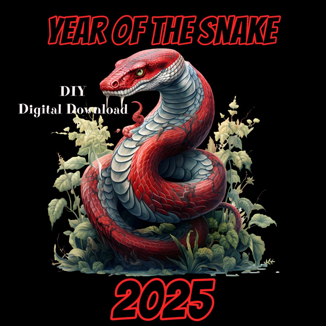 Happy New Year Snake Png DIY Digital Download for Transfers Sublimation ...