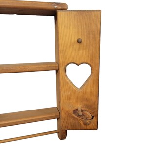 Primitive Wooden Wall Shelf Cabinet Towel Bar Holder Rack Hearts ...