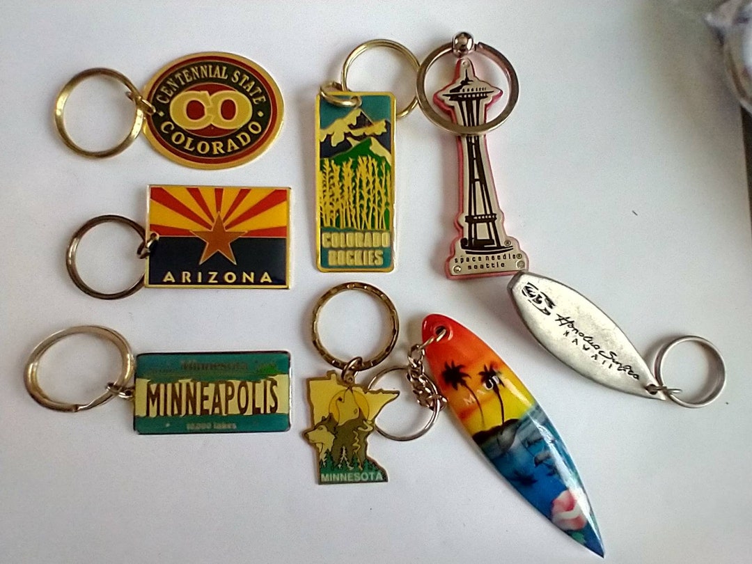 Vintage Keychains Souvenir State Novelty Metal Enamel Hawaii ...