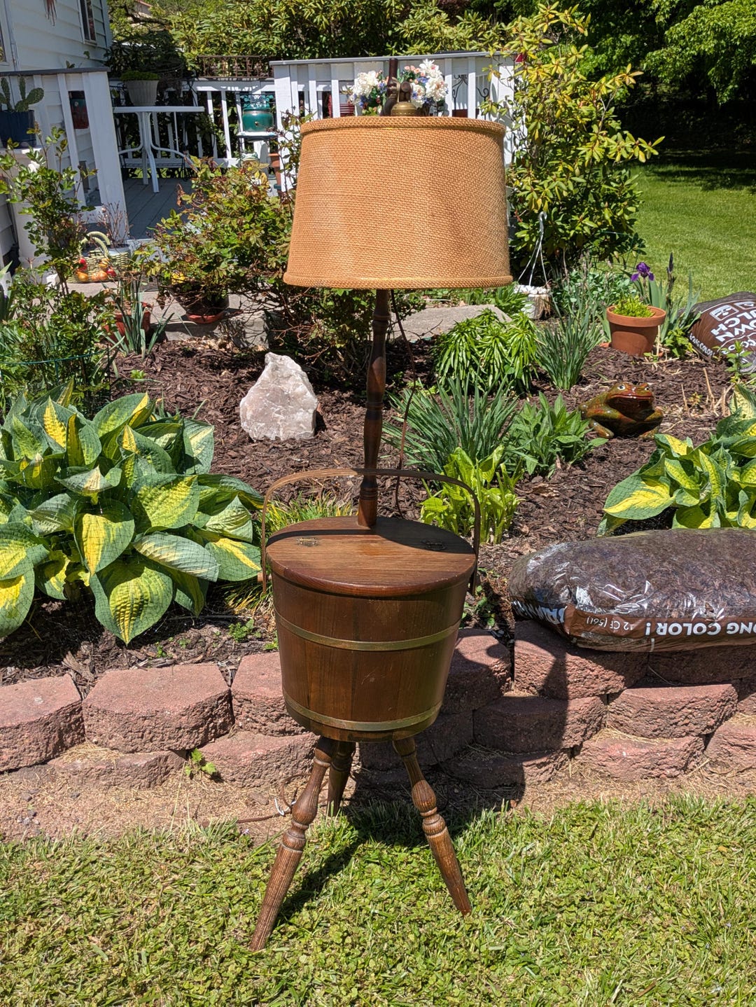 Vintage Floor Lamp Barrel Sugar Bucket Lamp Reading Side Table Living ...
