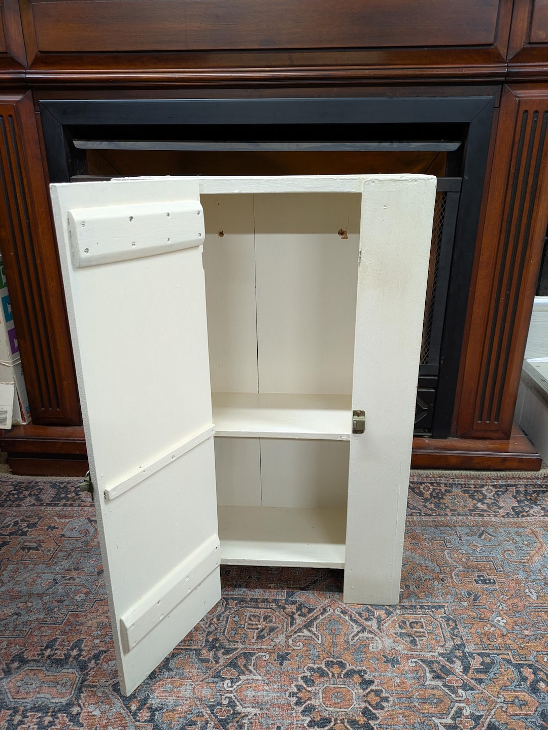 Primitive Wall Cabinet Vintage Rustic Cupboard 2 Shelf Medicine ...