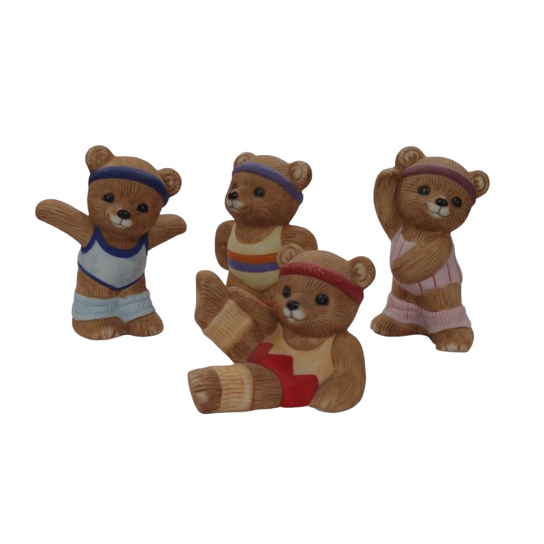Vintage Homco Exercise Teddy Bear Figurines Lot Gym Aerobic Gymnastic ...
