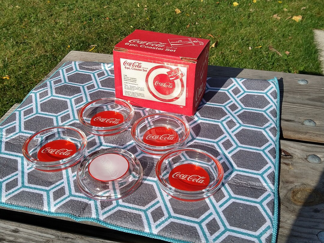 Vintage Coca Cola Glass Beverage Coaster Set Collectible Coke - Etsy