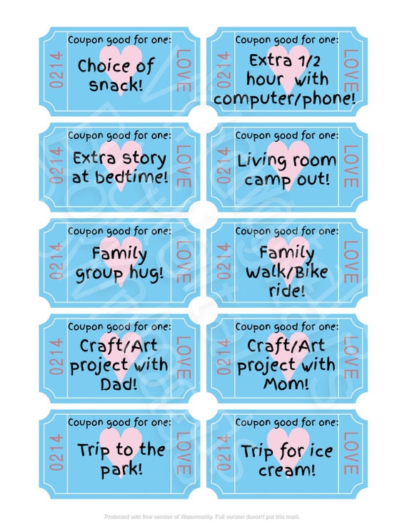 30 Reward Card Tickets Easter Basket Egg Filler Love Coupon - Etsy