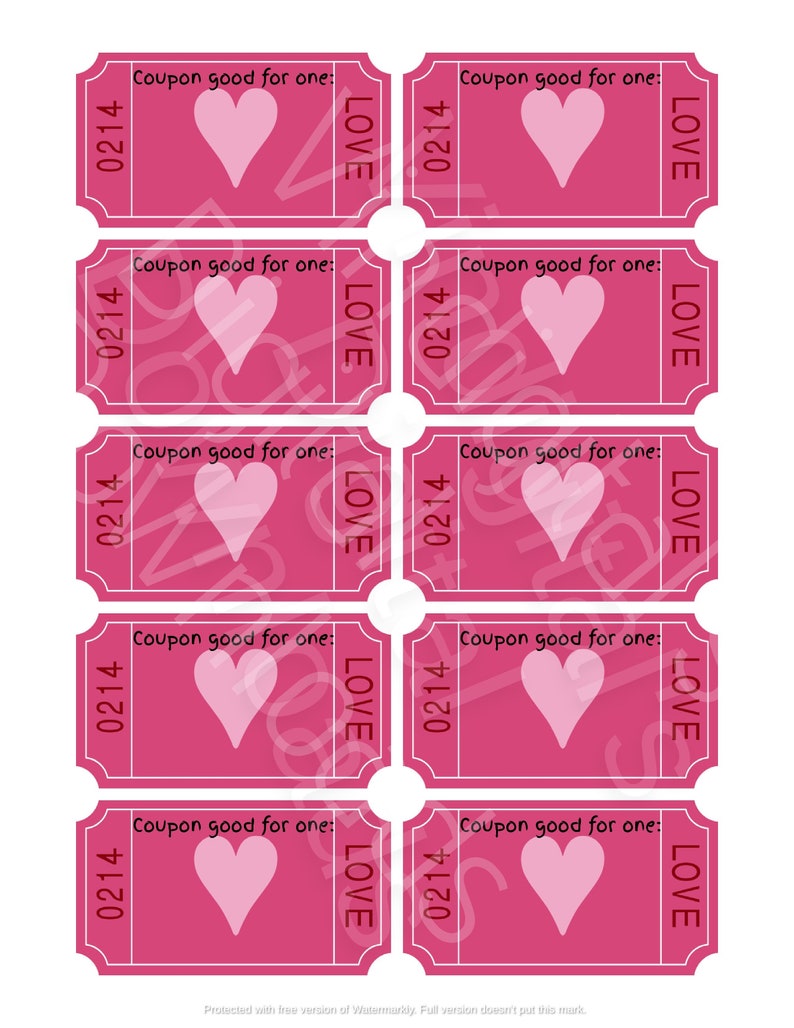 30 Reward Card Tickets Love Coupon Book Valentine's Day - Etsy