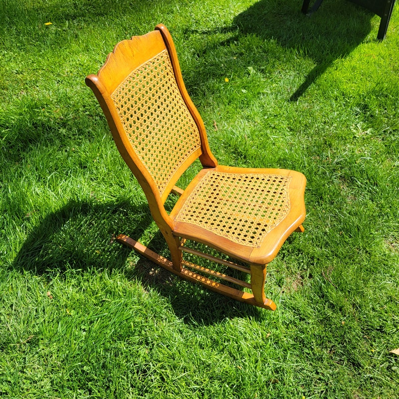 Antique Cane Rocker Furniture - Etsy