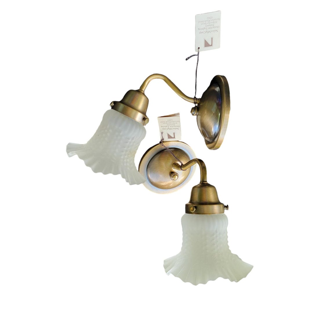 Vintage Brass Sconce Wall Lamp Lily Shade Light Fixture Sconce Wall ...