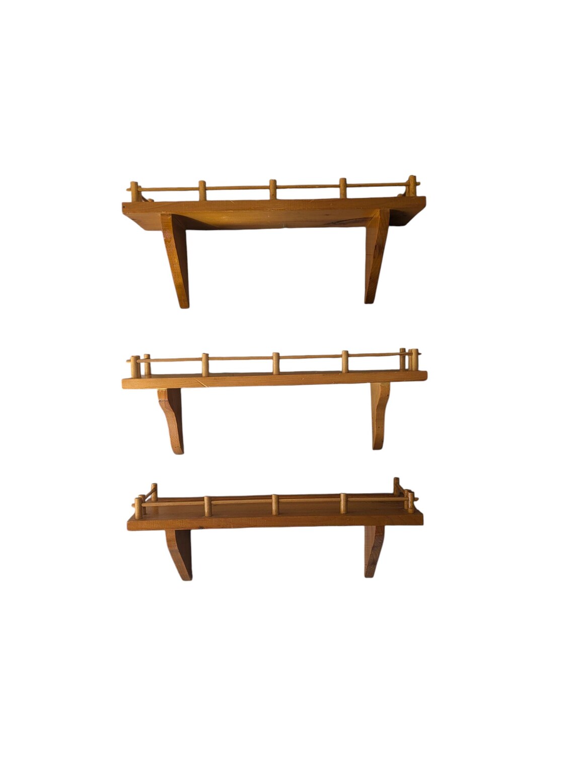 Vintage Wooden Spindle Rail Wall Shelf – Country Cottage Farmhouse ...