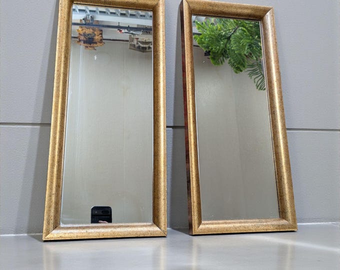 Vintage Brushed Gold Tone Wall Mirror MCM Glam Hollywood Regency ...