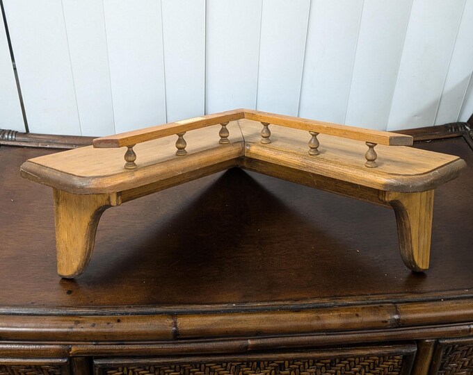 Reserved Vintage Corner Shelf Wooden Wall Shelf Spindle Rail Wall ...