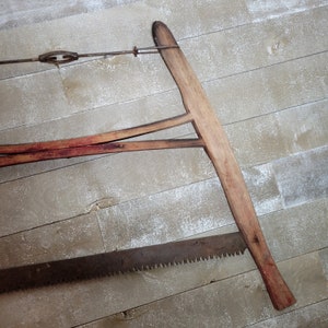 Antique Bow Saw Cross Cut Primitive Wooden Wall Hanging Rustic Buck Saw ...