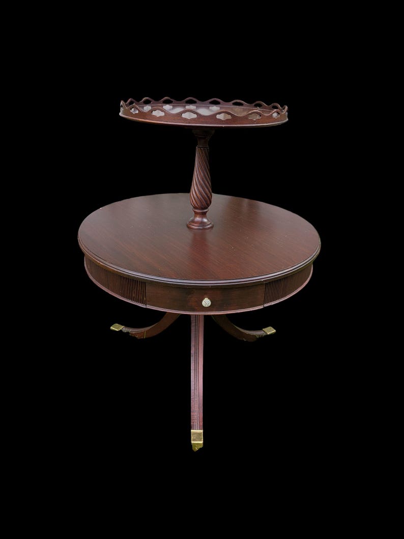 Vintage Mersman Table Two Tier Mid Century Pie Crust Mahogany Table ...