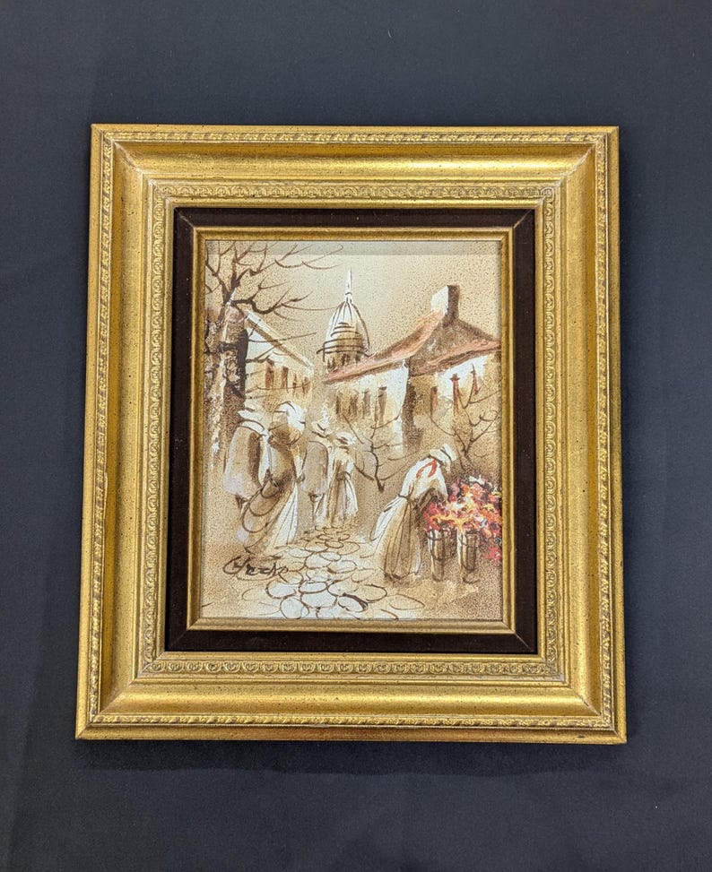 Vintage Boris Chezar Oil & Sand Painting Signed Montmartre Market Paris ...