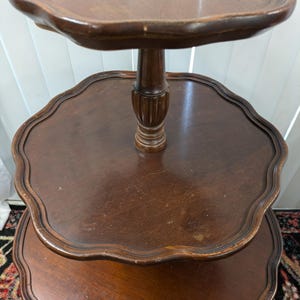 Mid Century Plant Stand Pie Crust Mahogany Table Three Tier Pedestal ...