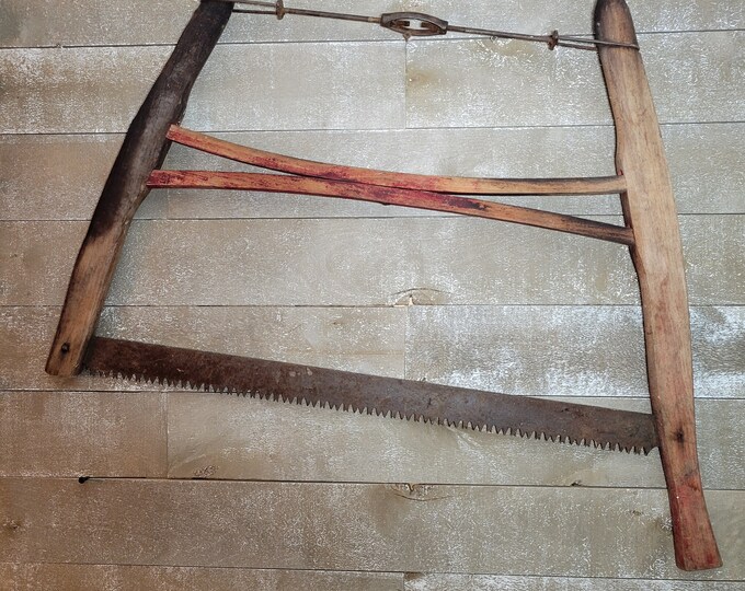 Antique Bow Saw Cross Cut Primitive Wooden Wall Hanging Rustic Buck Saw ...