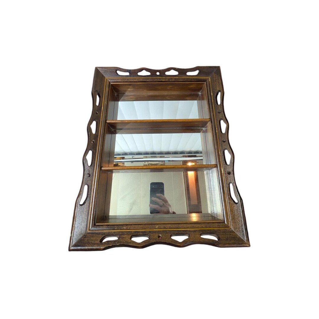 Wall Shelf Mirror Shadow Box Mid Century Curio Shadow Hollywood Regency ...