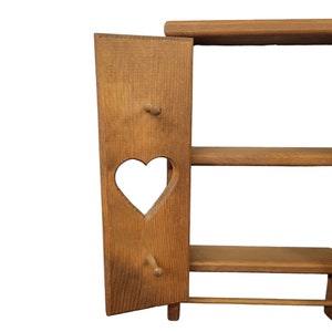 Primitive Wooden Wall Shelf Cabinet Towel Bar Holder Rack Hearts ...