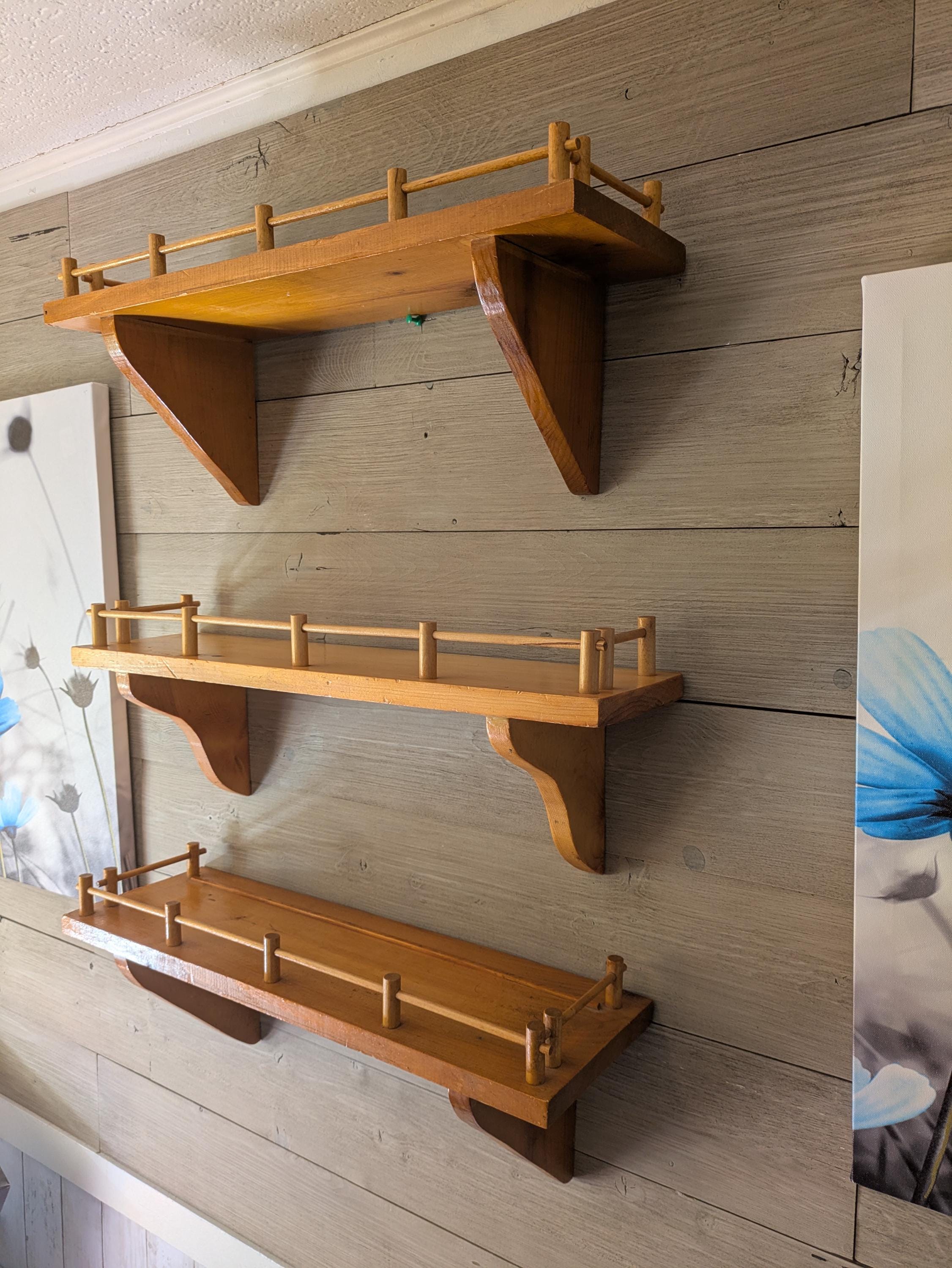 Vintage Wooden Spindle Rail Wall Shelf – Country Cottage Farmhouse ...