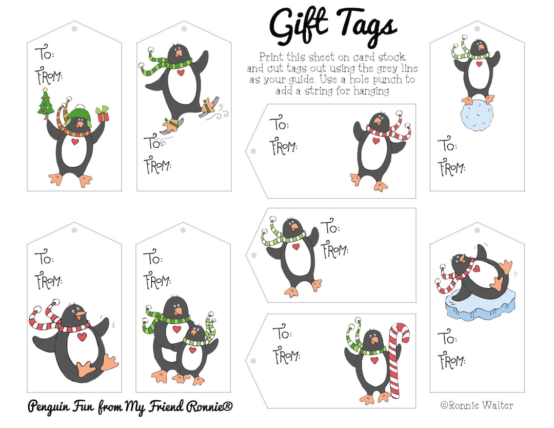 Instant Download Gift Tags-penguin Fun by My Friend Ronnie® - Etsy