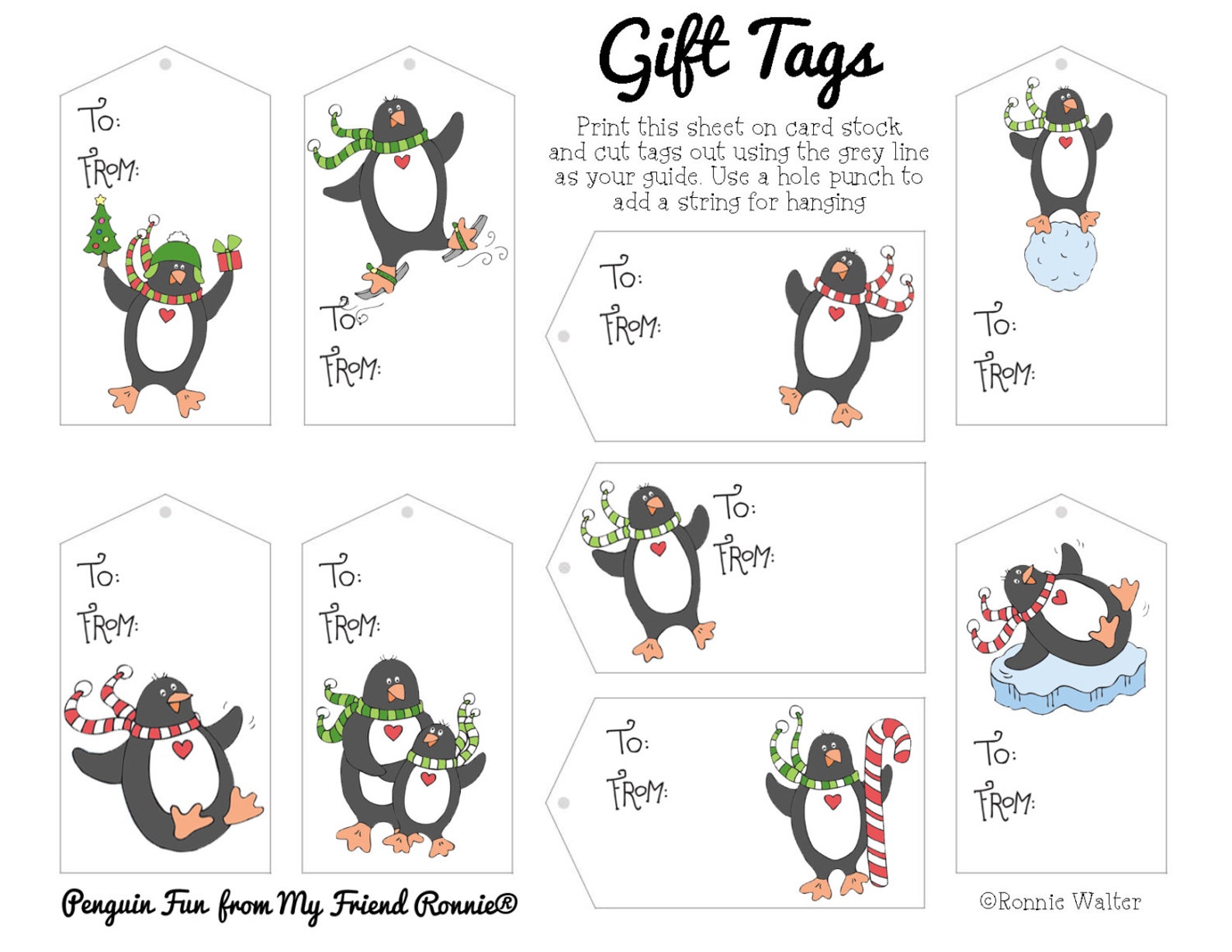 Instant Download Gift Tags-penguin Fun by My Friend Ronnie® - Etsy