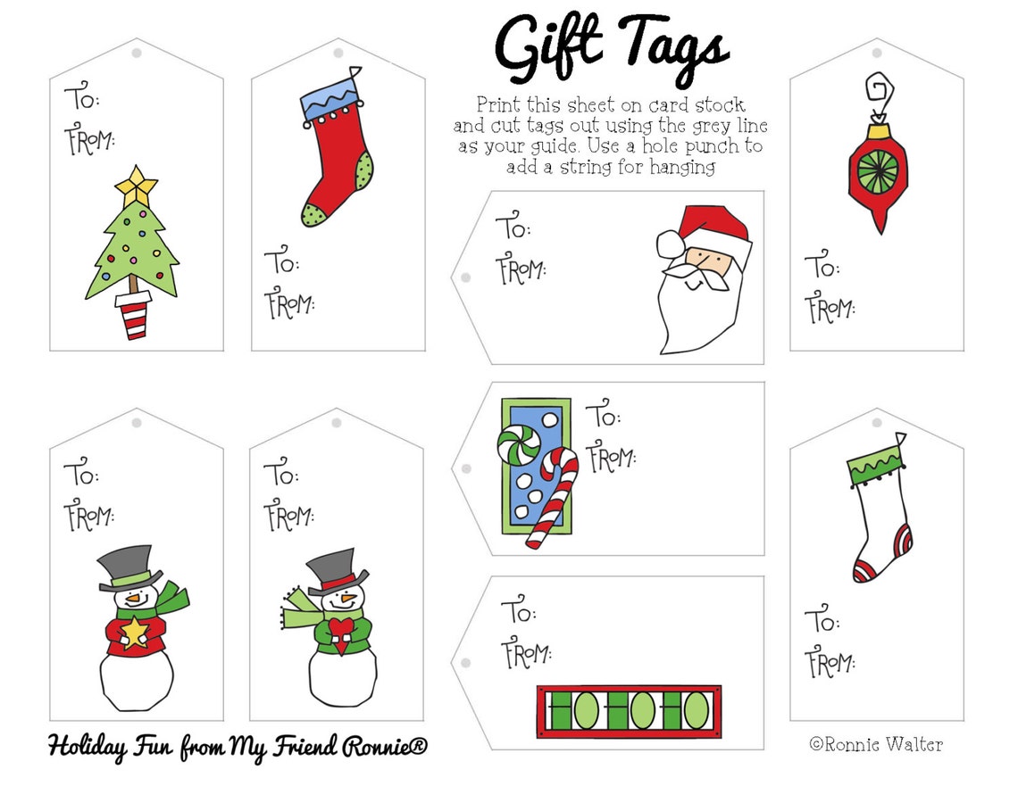 Instant Download Gift Tags-holiday Fun by My Friend Ronnie® - Etsy