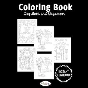 Coloring Book Log Book and Organizer-instant Download for Print-keep ...