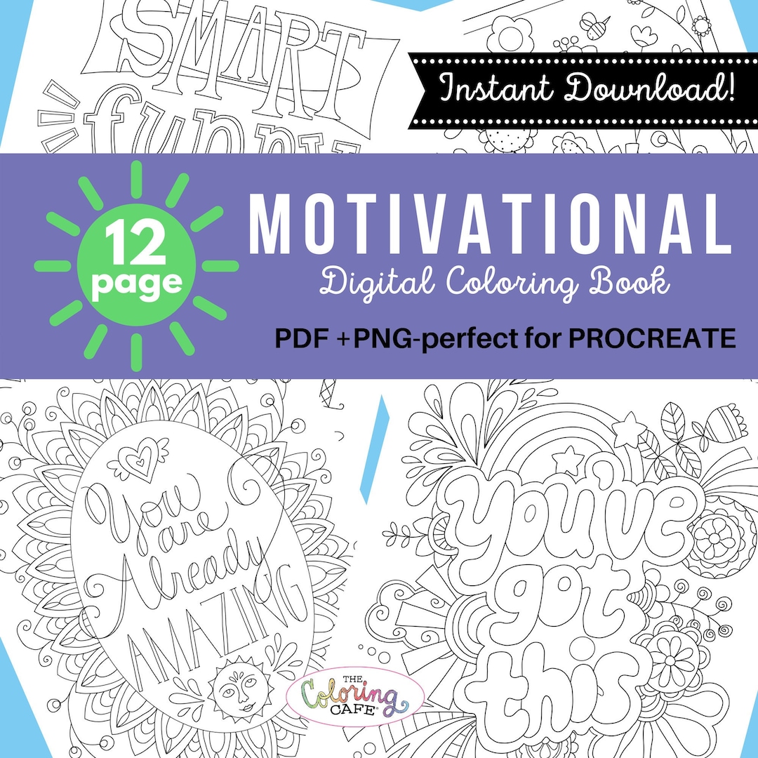 Cute Motivational Coloring Book/digital/ Instant Download/procreate ...
