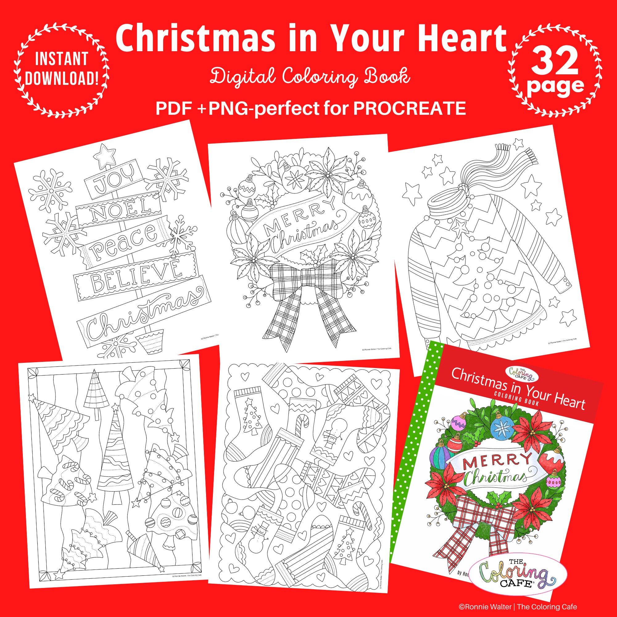 Christmas in Your Heart Digital Coloring Book-instand Download for ...