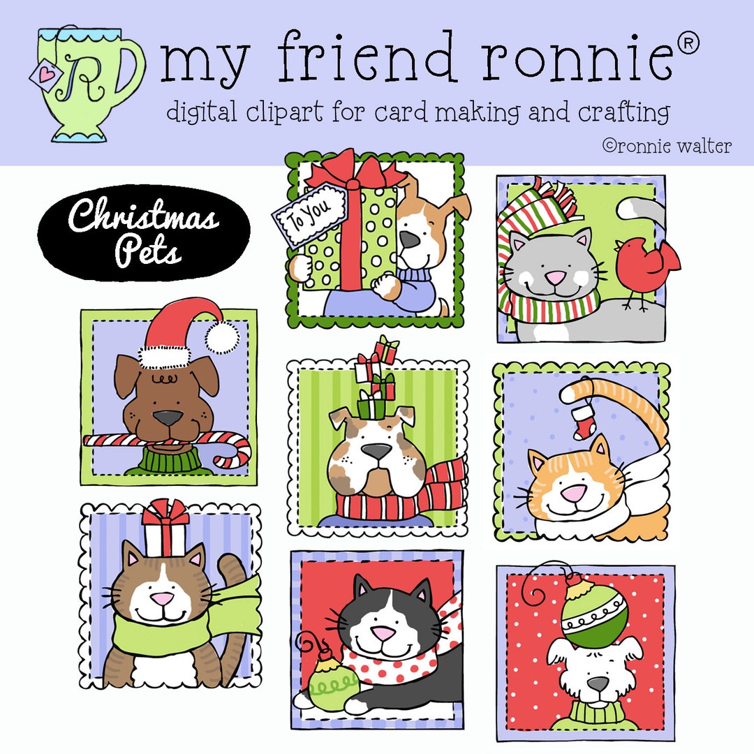 Christmas Pets Digital Clipart-instant Download by My Friend Ronnie® - Etsy