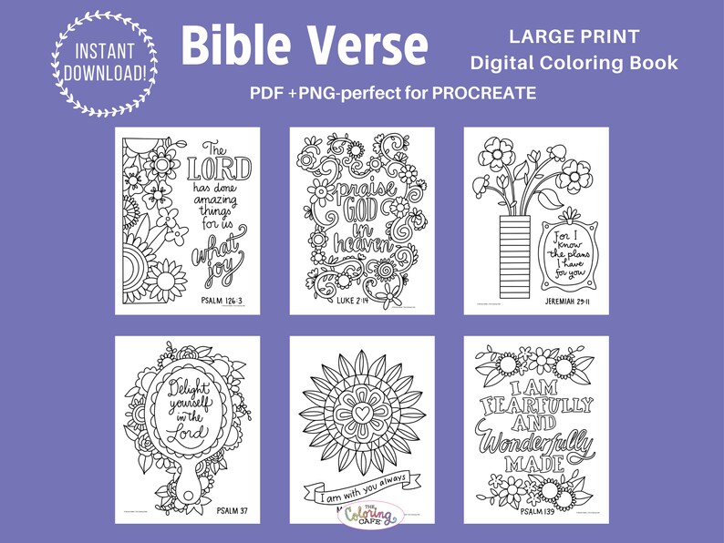 Scripture-bible Verses to Color Coloring Book-large Print-instant ...