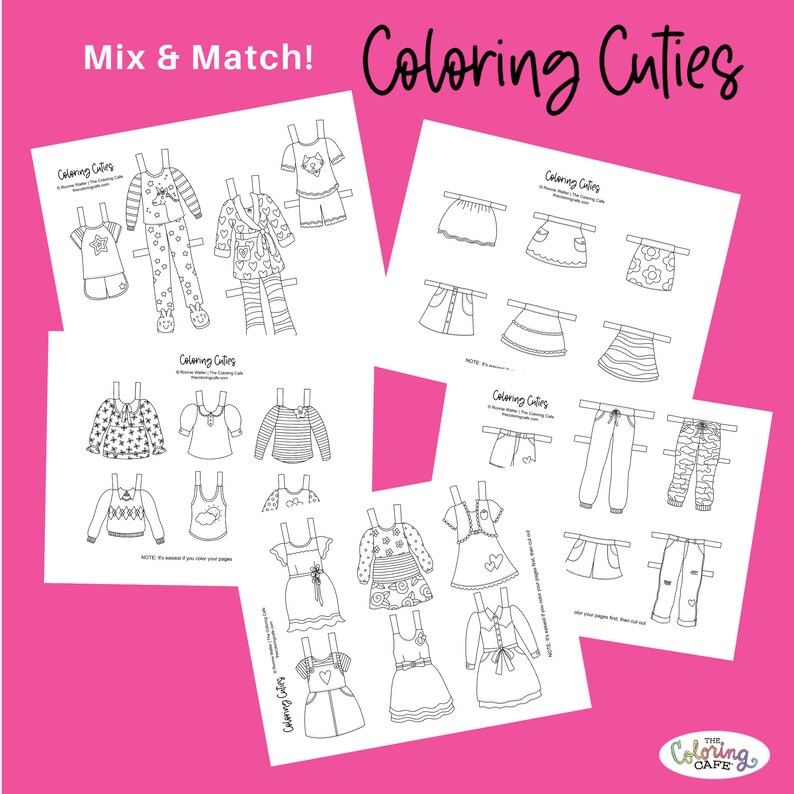 Coloring Paper Dolls-instant Download With 60 Items to Print, Color ...