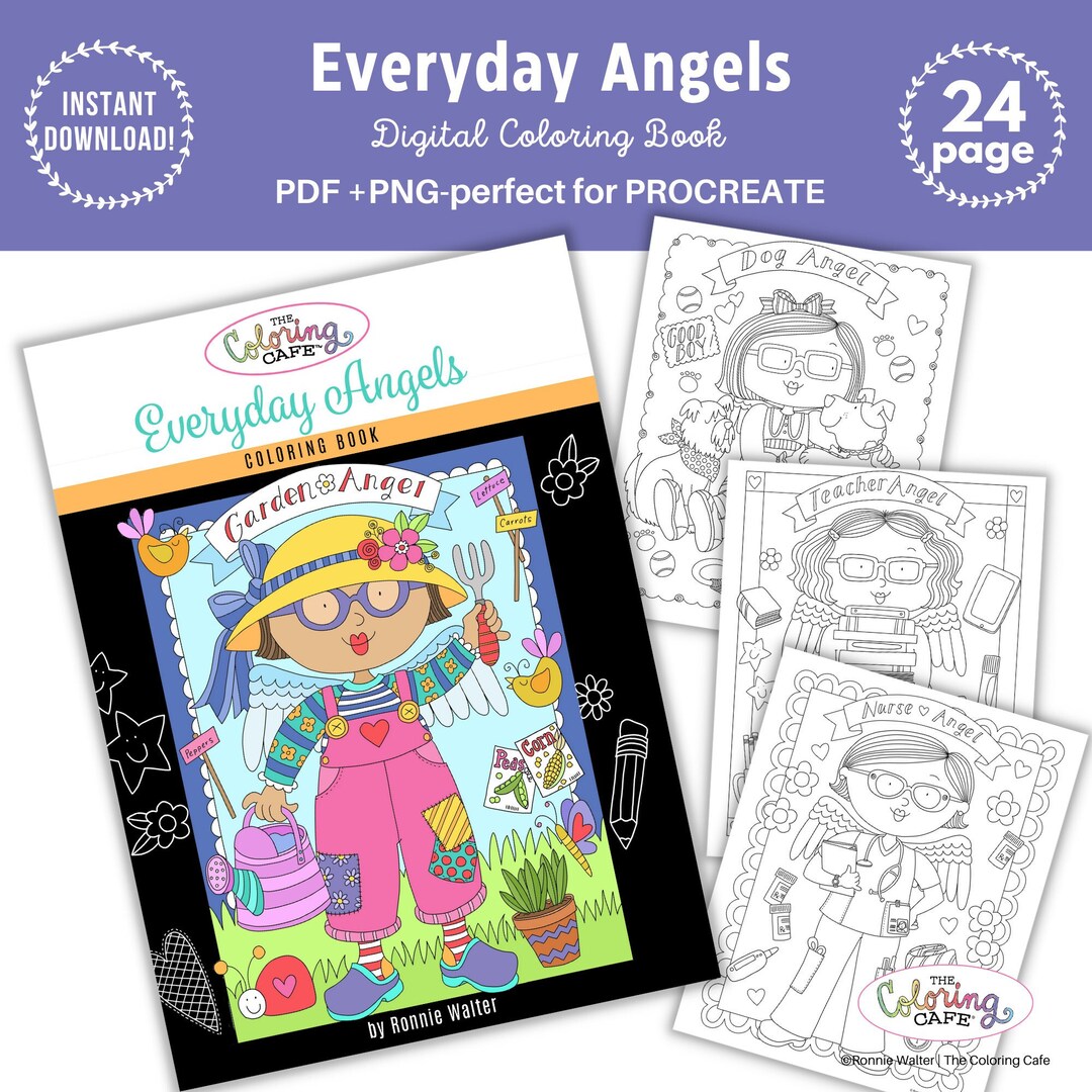 Everyday Angels Coloring Book-angel Coloring Book Instant Download for ...