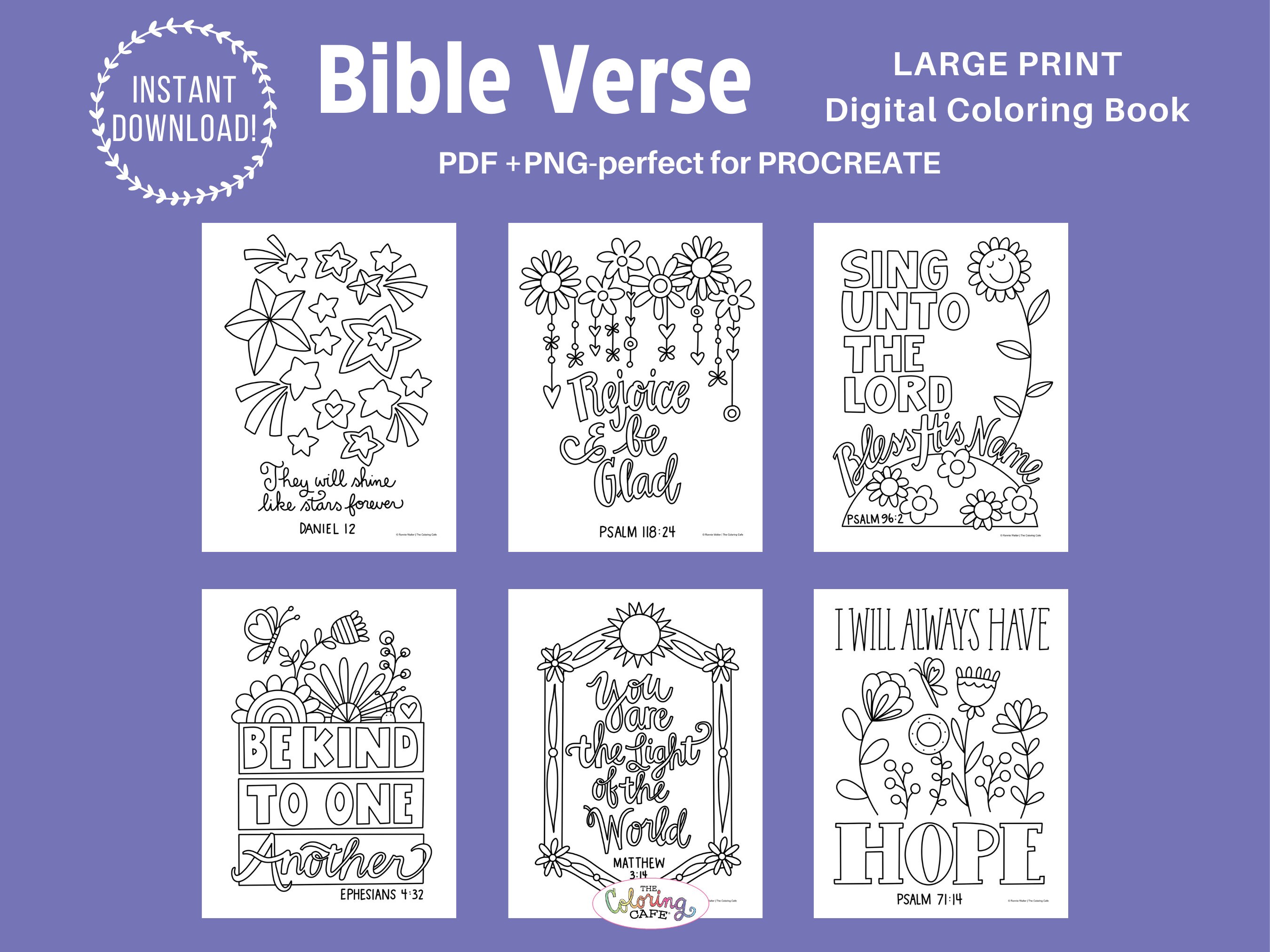 Scripture-bible Verses to Color Coloring Book-large Print-instant ...