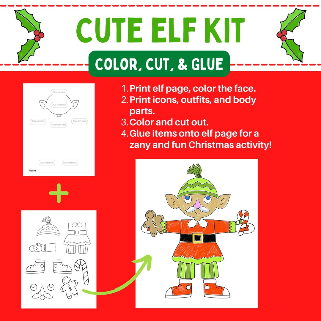 Build a Cute Elf-kid's Christmas Art Project-christmas Activity - Etsy