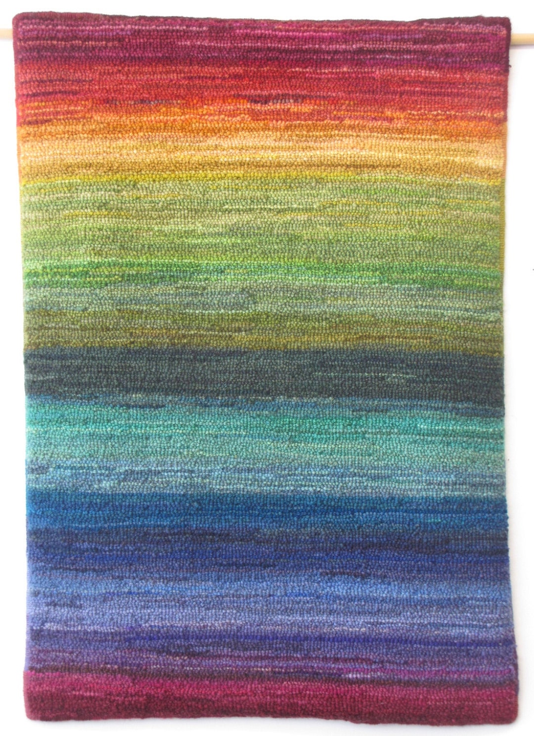 Hand-hooked Rug rainbow Rag Rug - Etsy