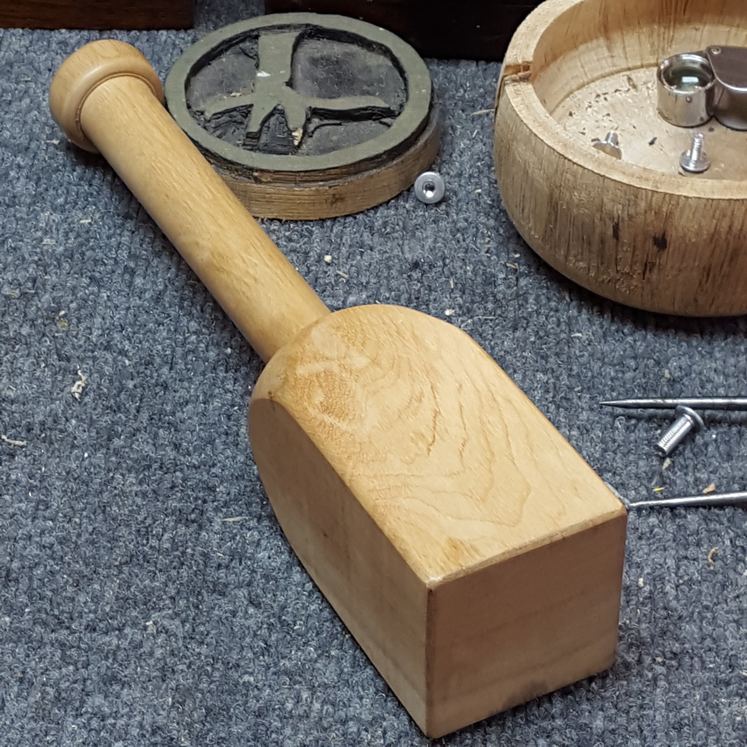 Handmade , Wooden Mallet, Carving Mallet, Primitive Mallet, Carpenter's ...